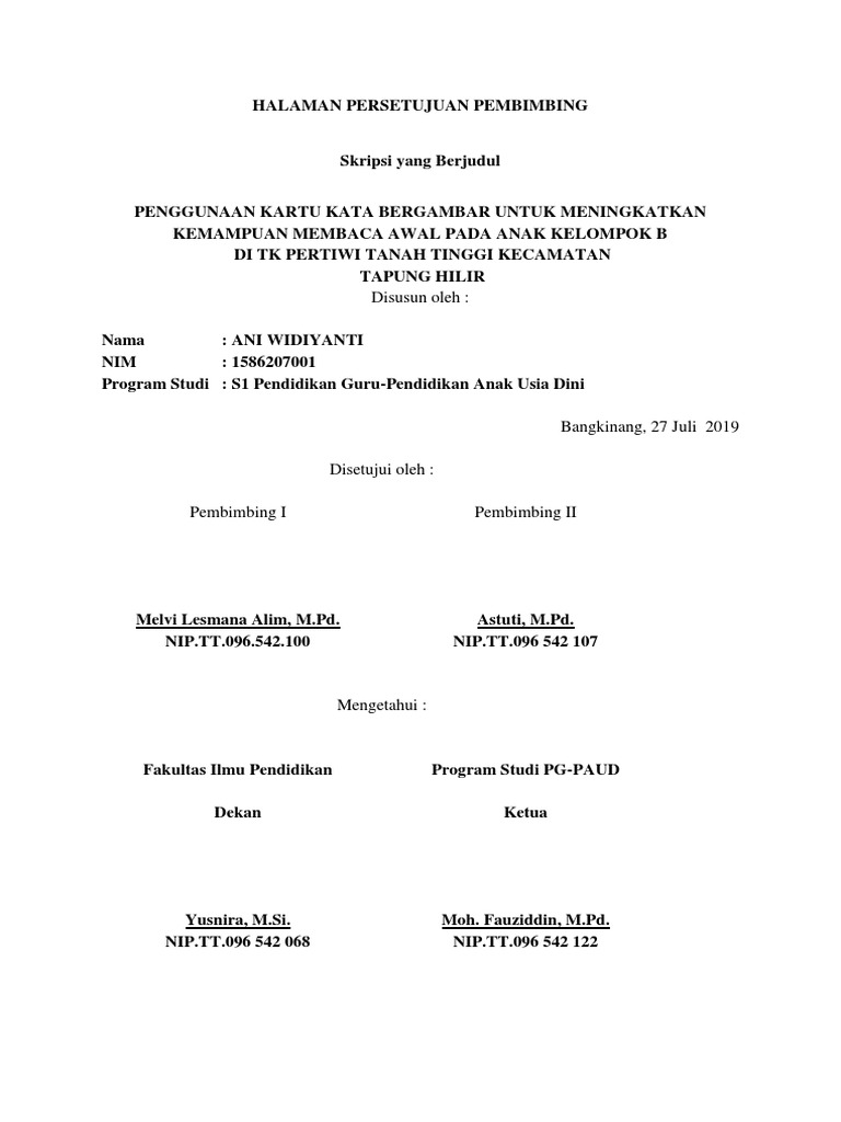 Contoh Halaman Persetujuan Pembimbing | PDF