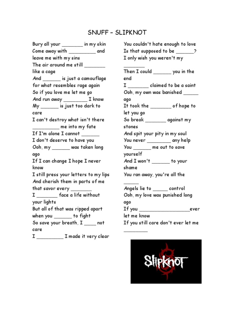 Slipknot's "Snuff" Lyrics Analysis | PDF | Art | Self-Improvement
