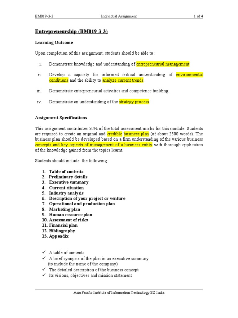 BM019 Entrepreneurship Assignment | Download Free PDF ... BM019 Entrepreneurship Assignment | Download Free PDF ...
