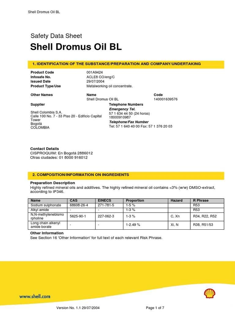Hoja Seguridad Dromus BL | PDF | Dangerous Goods | Toxicity