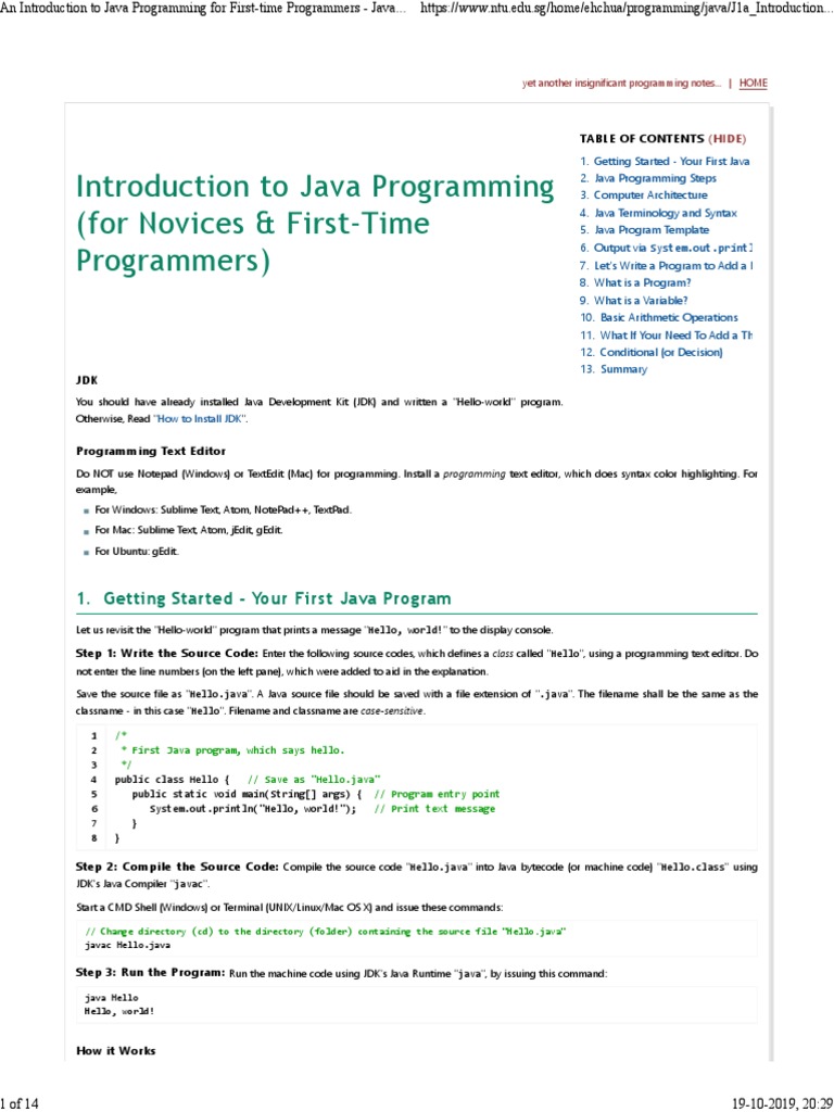 Introduction To Java Programming (For Novices & First-Time Programmers ...