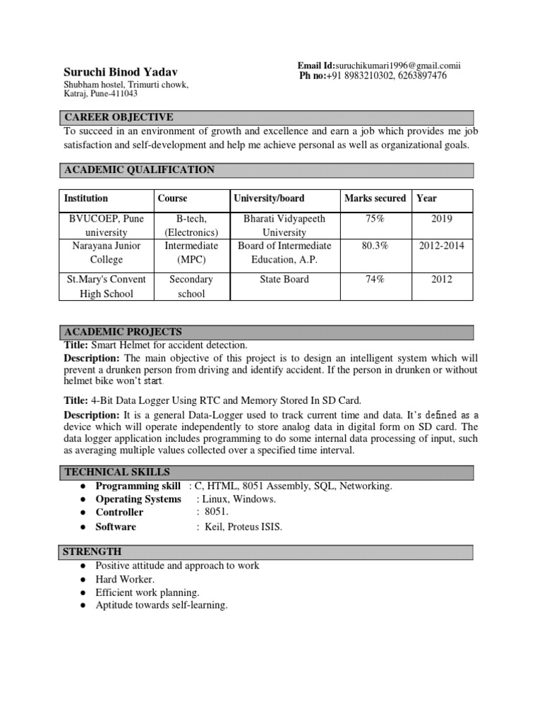 Suruchi Binod Yadav: PH No:+91 8983210302, 6263897476 | PDF | Areas Of ...