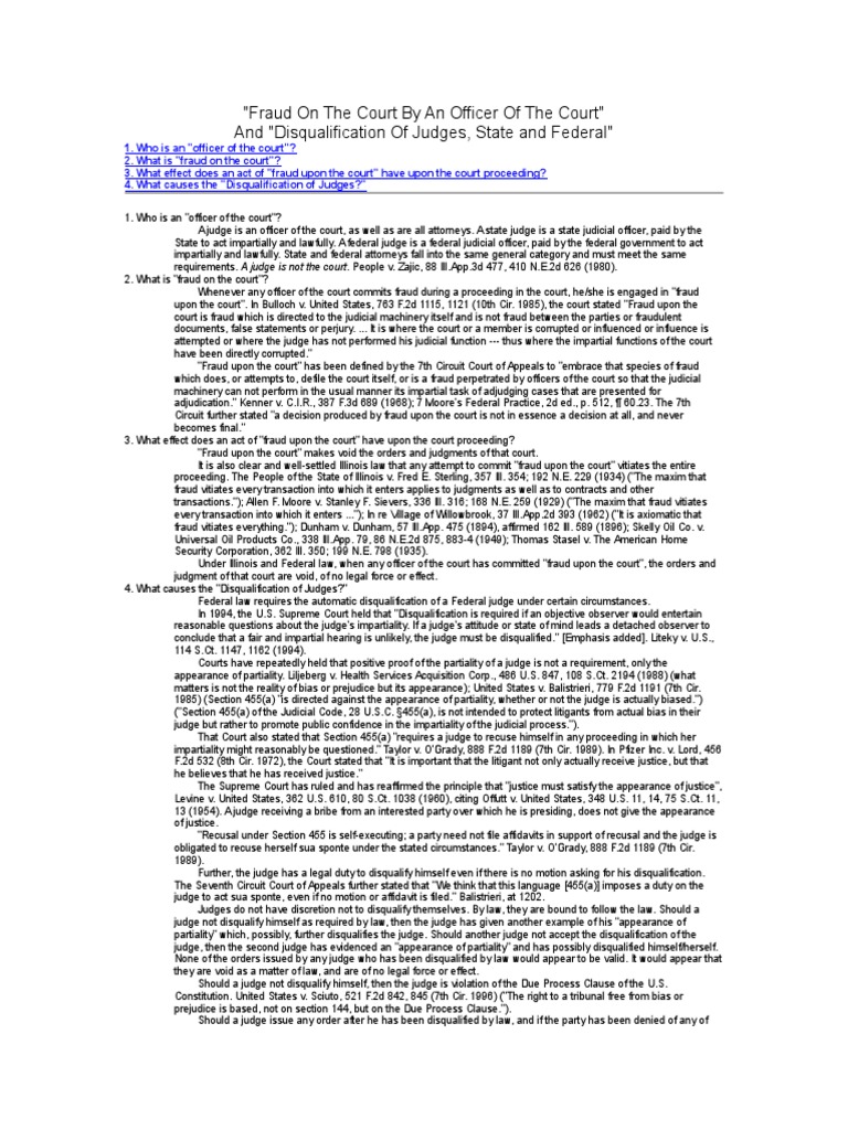 Fraud On The Court by An Officer of The Court | PDF | Judicial ...