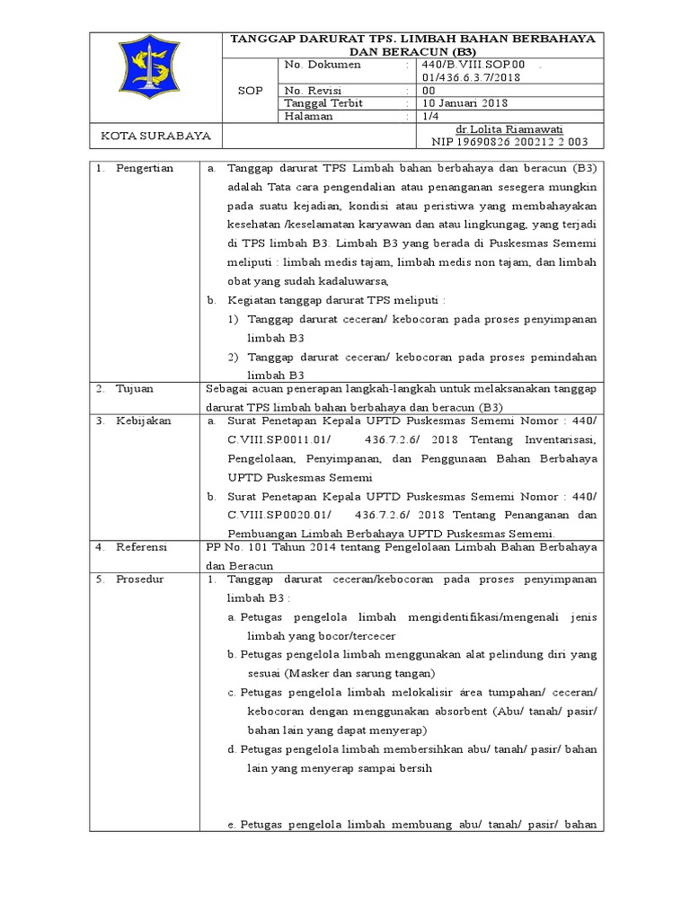 Sop Tanggap Darurat Tps | PDF