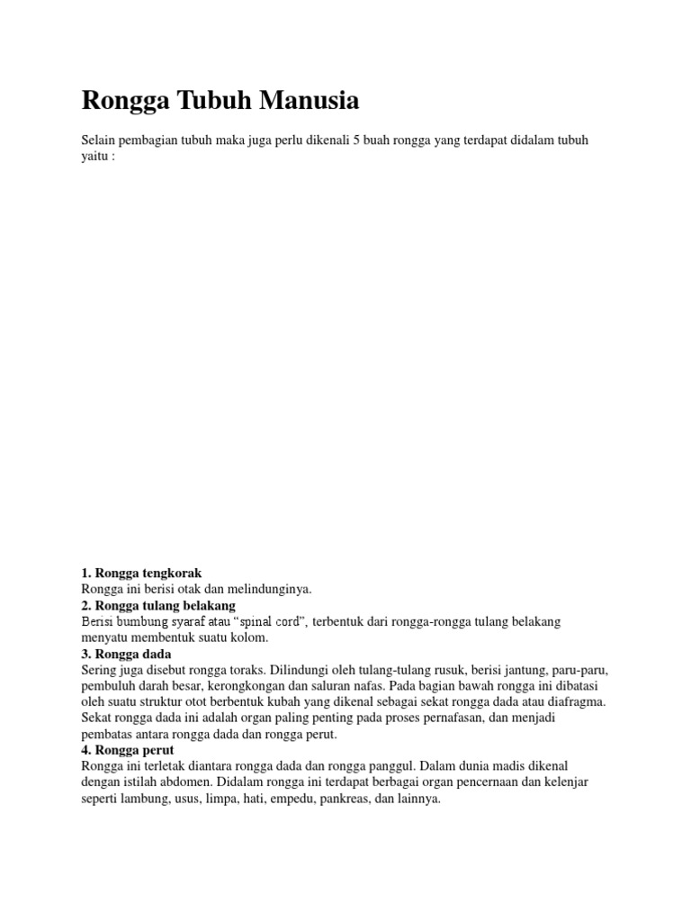 Rongga Tubuh Manusia | PDF