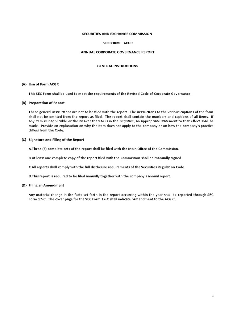 Securities and Exchange Commission Sec Form - Acgr Annual Corporate ...