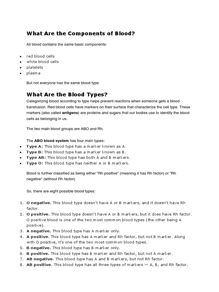 What Are The Components of Blood | PDF | Blood Type | Serology