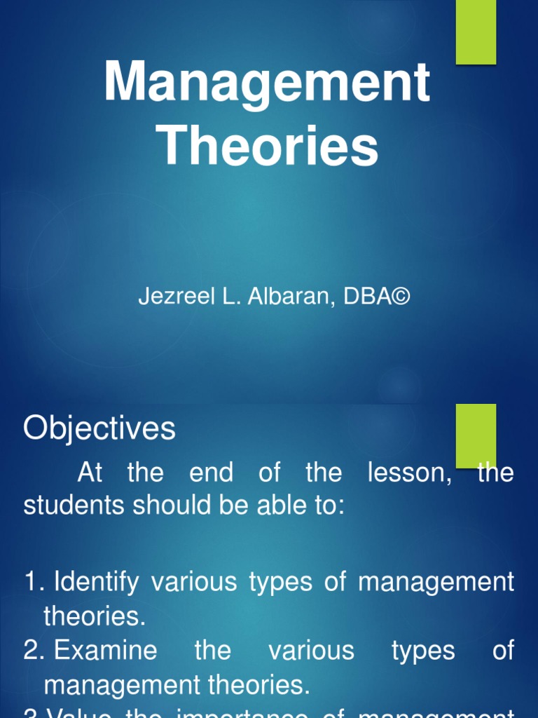 Chapter 1 Lesson 2 Management Theories | PDF | Human Resources | Employment