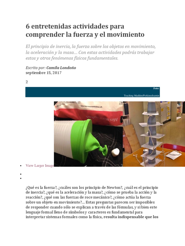 Actividades de fuerza y movimiento para niños | PDF | Fuerza | Science