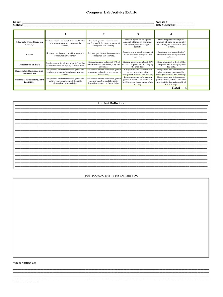 Computer Lab Activity Rubric | PDF | Business | Computing And ...