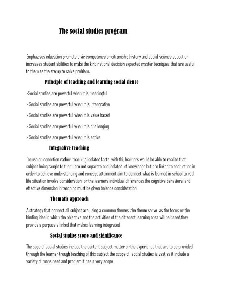 The Social Studies Program | Download Free PDF | Value (Ethics ...