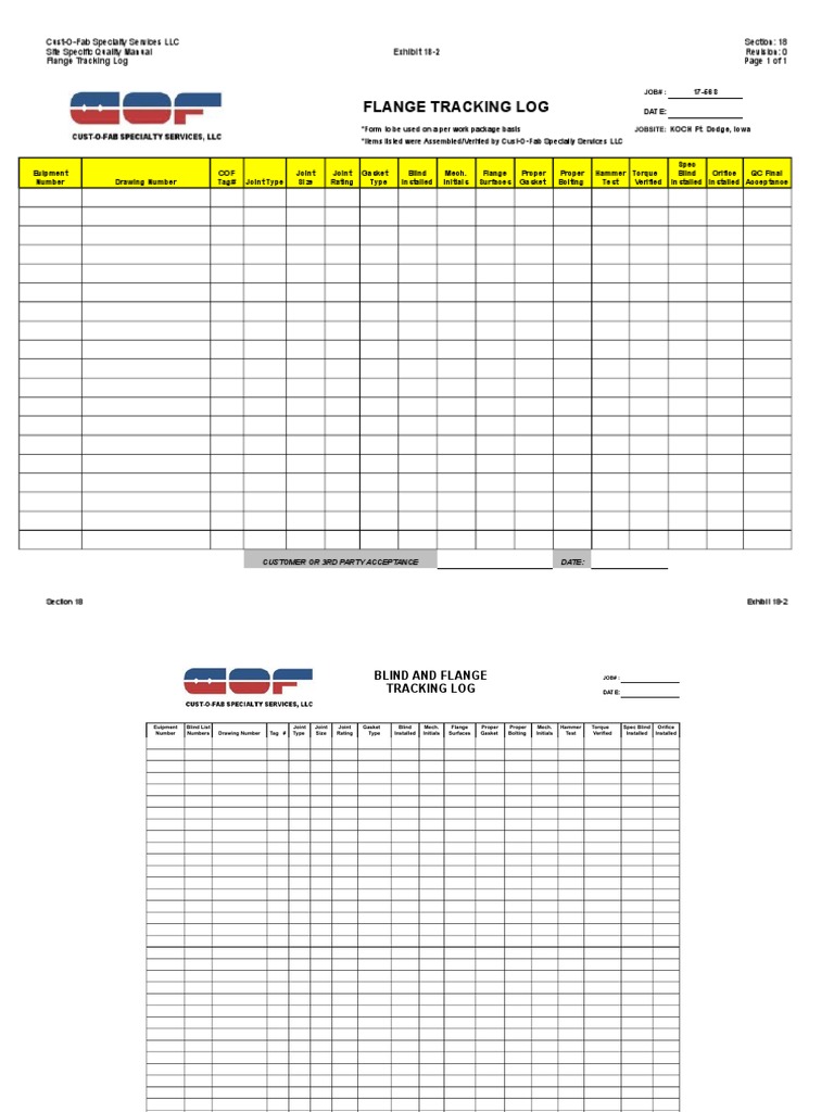 Flange Tracking Log | PDF | Mechanical Engineering