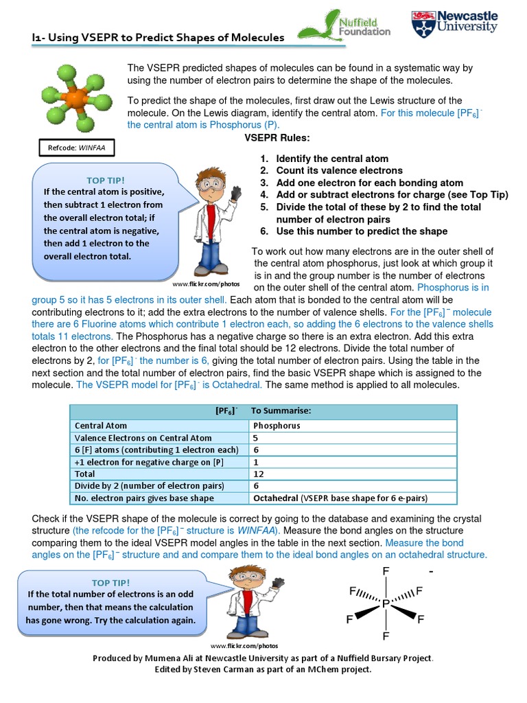 I1 Using Vsepr To Predict Shapes of Molecules Theory Sheet | PDF ...