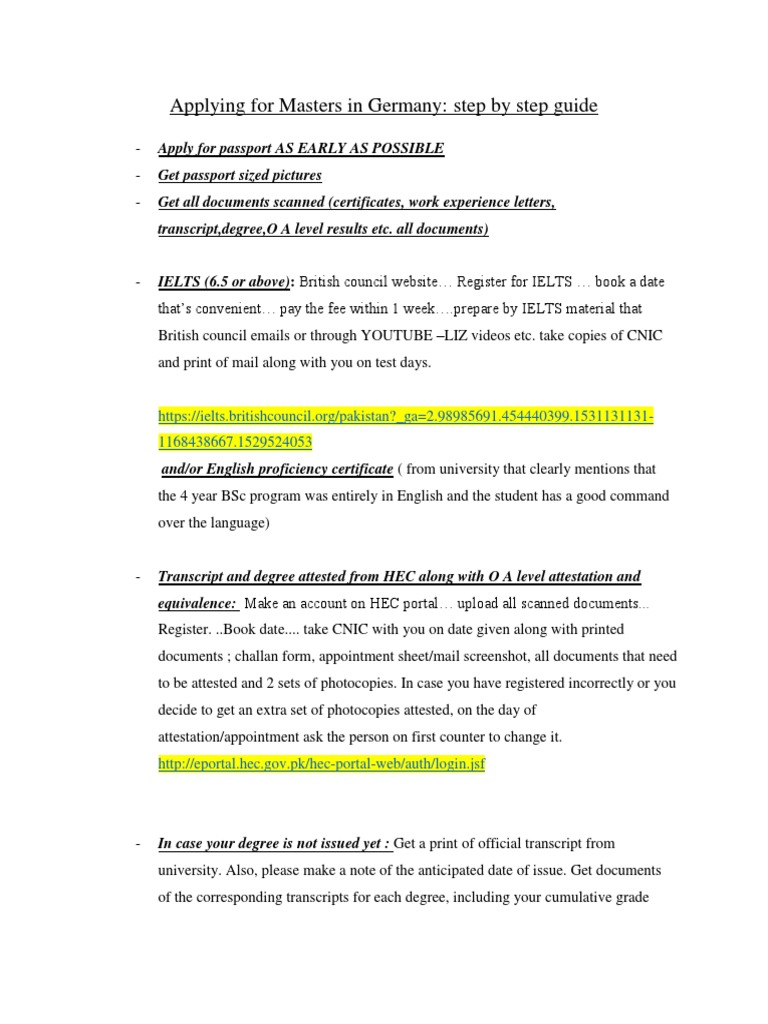 Applying For Masters in Germany | PDF | Travel Visa | Academic Degree