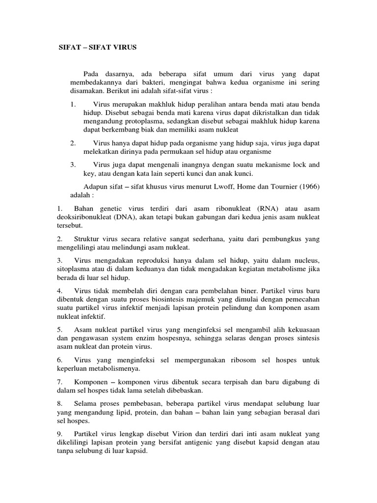Sifat - Sifat Virus | PDF