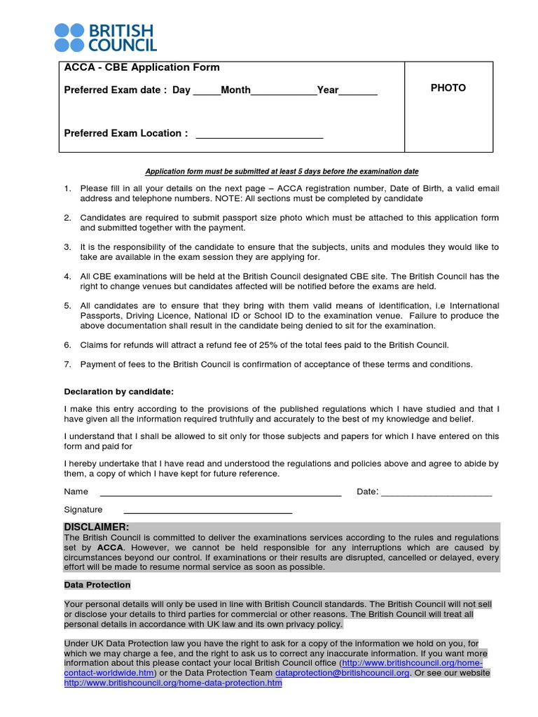 Acca - Cbe Application Form 2018 | PDF | Identity Document ...