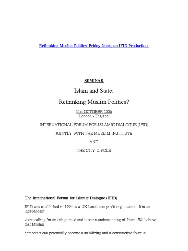 Islam and State: Rethinking Muslim Politics? | PDF | Jihad | Abrahamic ...