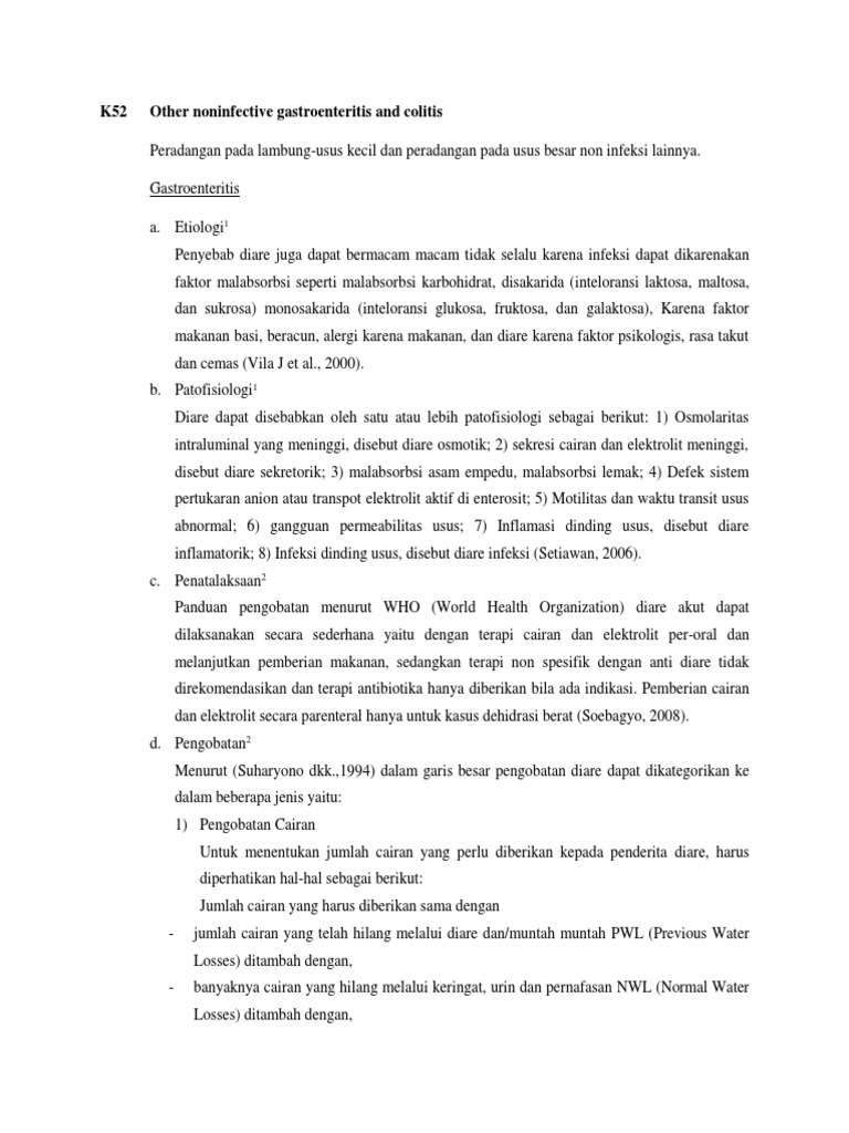 K52 Other Noninfective Gastroenteritis and Colitis | PDF