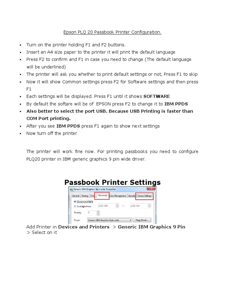 Passbook Printer Configuration | PDF