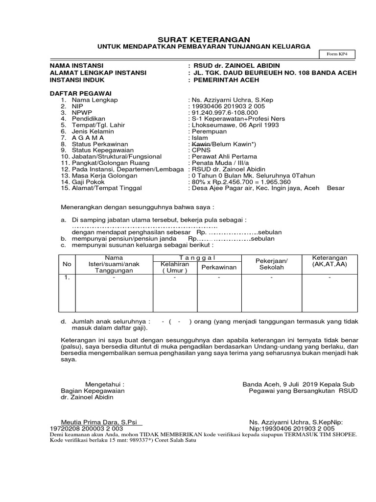 BLANGKO KOSONG KP-4 Cut Ira | PDF