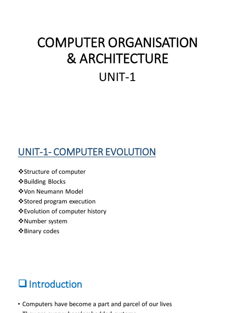 Computer Organisation & Architecture: UNIT-1 | PDF | Integrated Circuit | Microcomputers