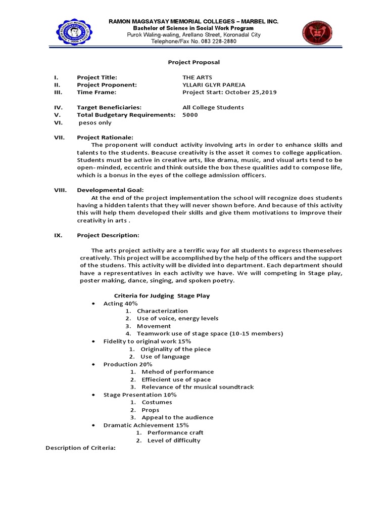 Project Proposal Sample Glyr | PDF | The Arts | Creativity