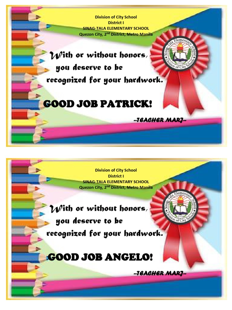 Good Job Patrick!: With or Without Honors, You Deserve To Be Recognized ...