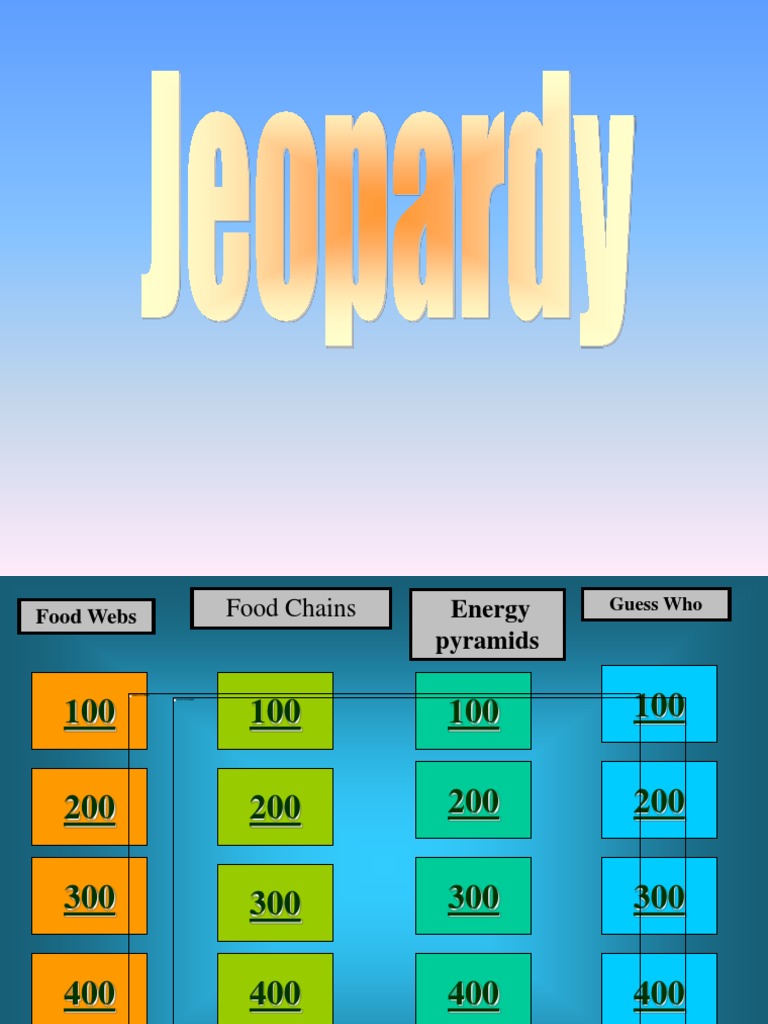 Jeopardy - Food Webs Chains and Energy Pyramids | PDF | Food Web ...