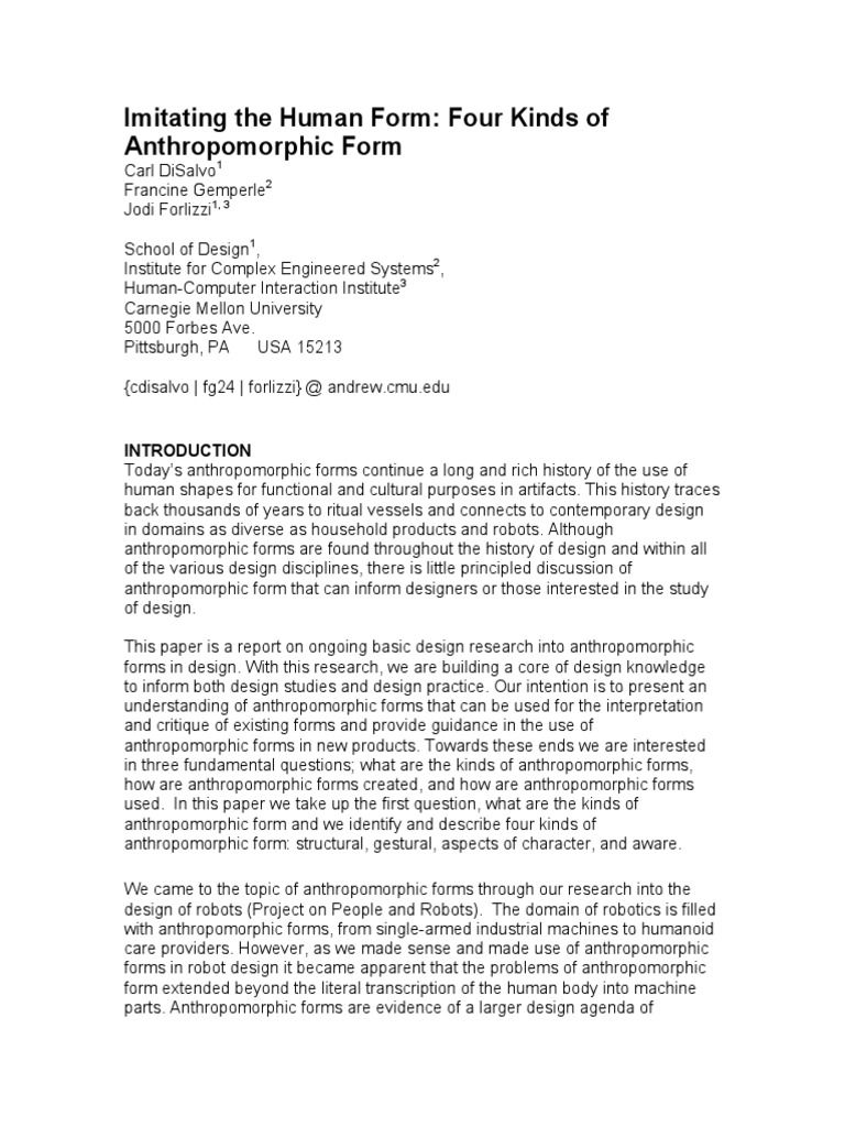 Imitating The Human Form - Four Kinds of Kinds of Anthropomorphic Form ...