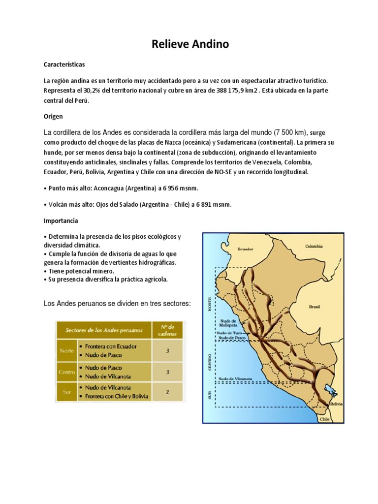 Relieve Andino | PDF | Andes | Volcán