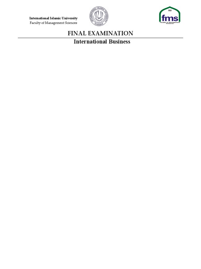 International Business IIUI Paper | PDF | Business