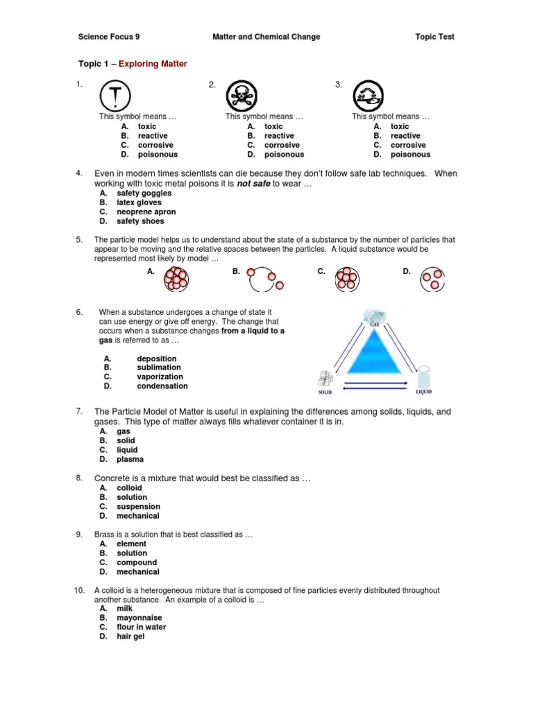 Grade 9 Chemistry Quiz | PDF | Science & Mathematics