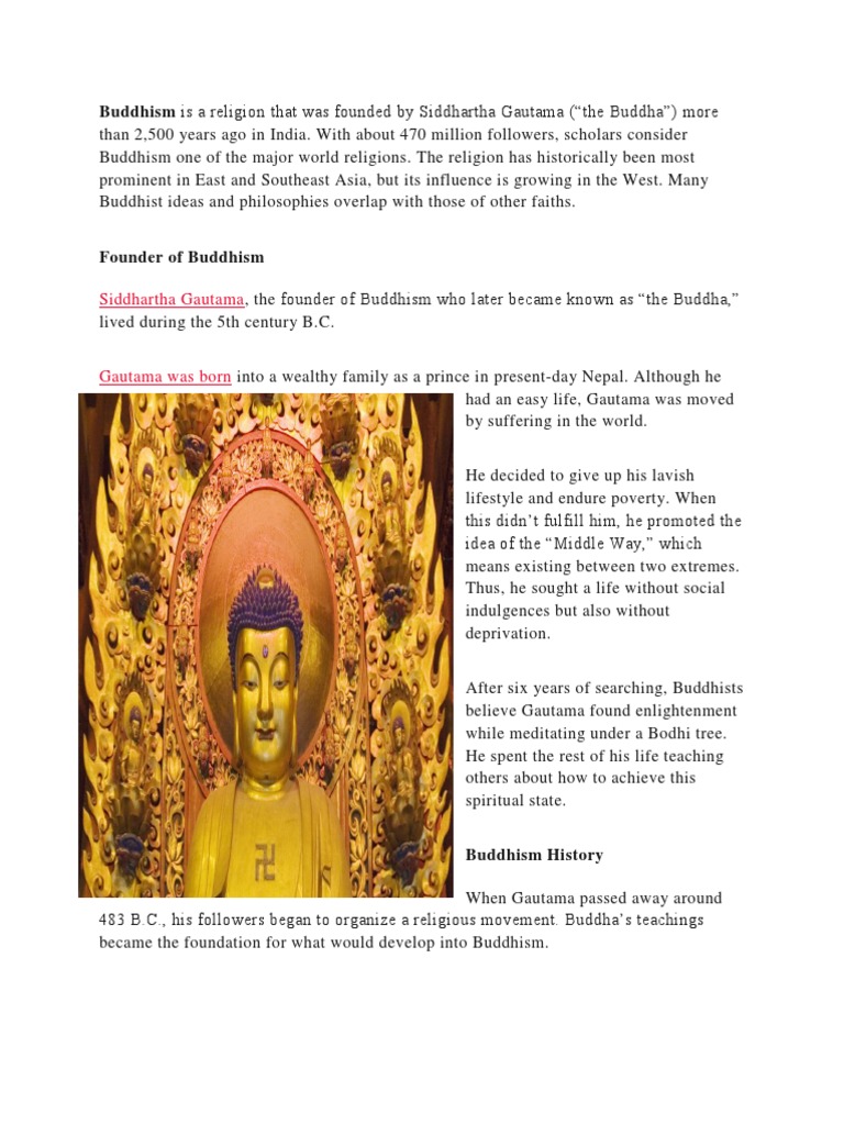 Buddhism Is A Religion That Was Founded by Siddhartha Gautama ("The ...