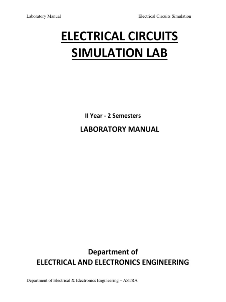 Electrical-Circuit - Simulation-Lab PDF | PDF | Electrical Network | Electrical Impedance