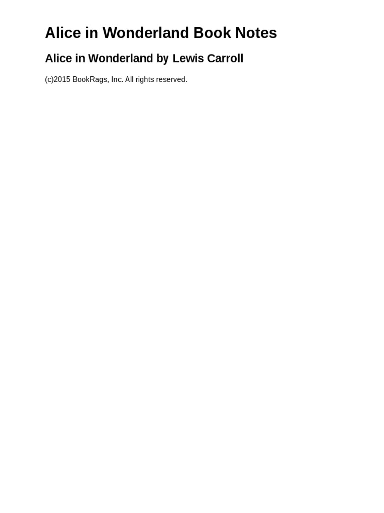 Alice in Wonderland Guide | PDF | Lewis Carroll | Alice's Adventures In ...