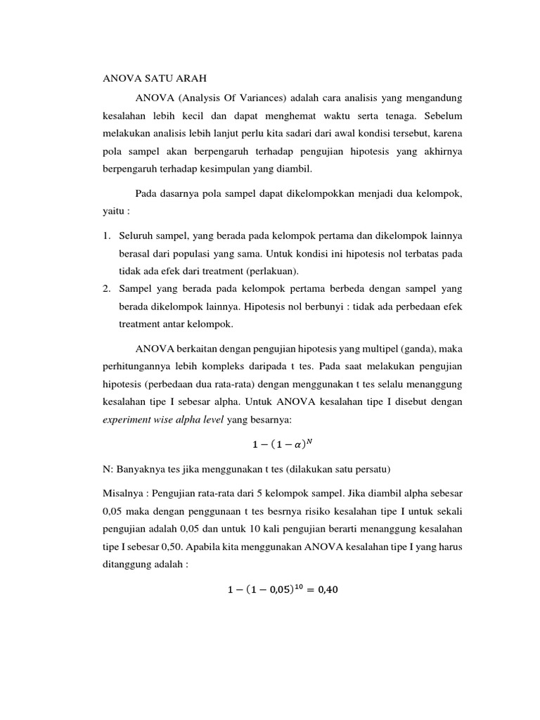 Anova Satu Arah | PDF