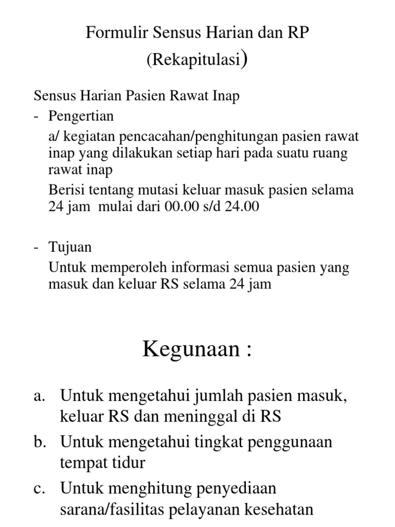10.formulir Sensus Harian Dan RP (Rekapitulasi) | PDF