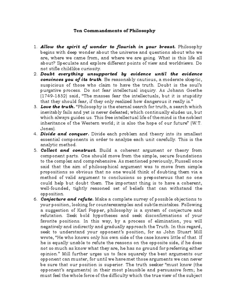 Ten Commandments of Philosophy | PDF | Occam's Razor | Wisdom