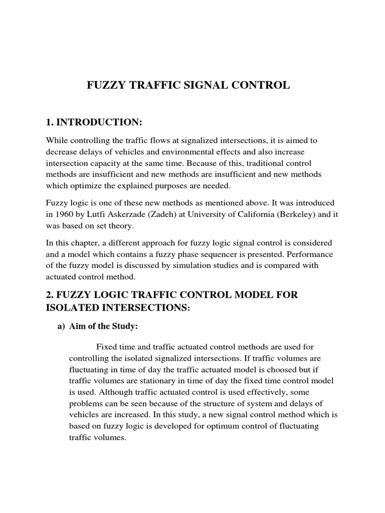 Fuzzy Traffic Signal Control 1 | PDF | Traffic | Fuzzy Logic