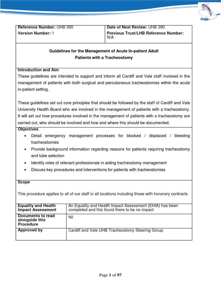 Tracheostomy Guidelines 2018 | PDF | Health Sciences | Medicine