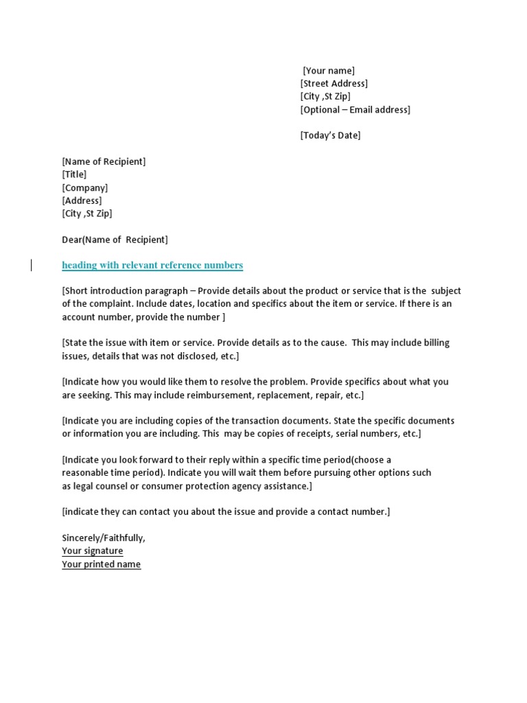 Complaint Letter Template | PDF