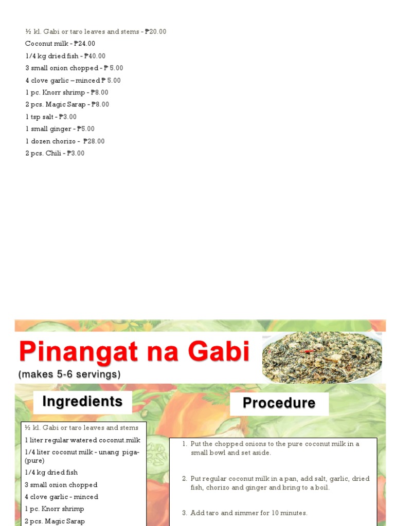 Pinangat Recipe | PDF