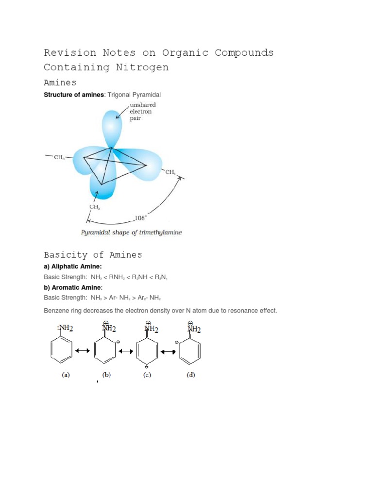 Revision Notes On Organic Compounds Containing Nitrogen: Amines | PDF ...