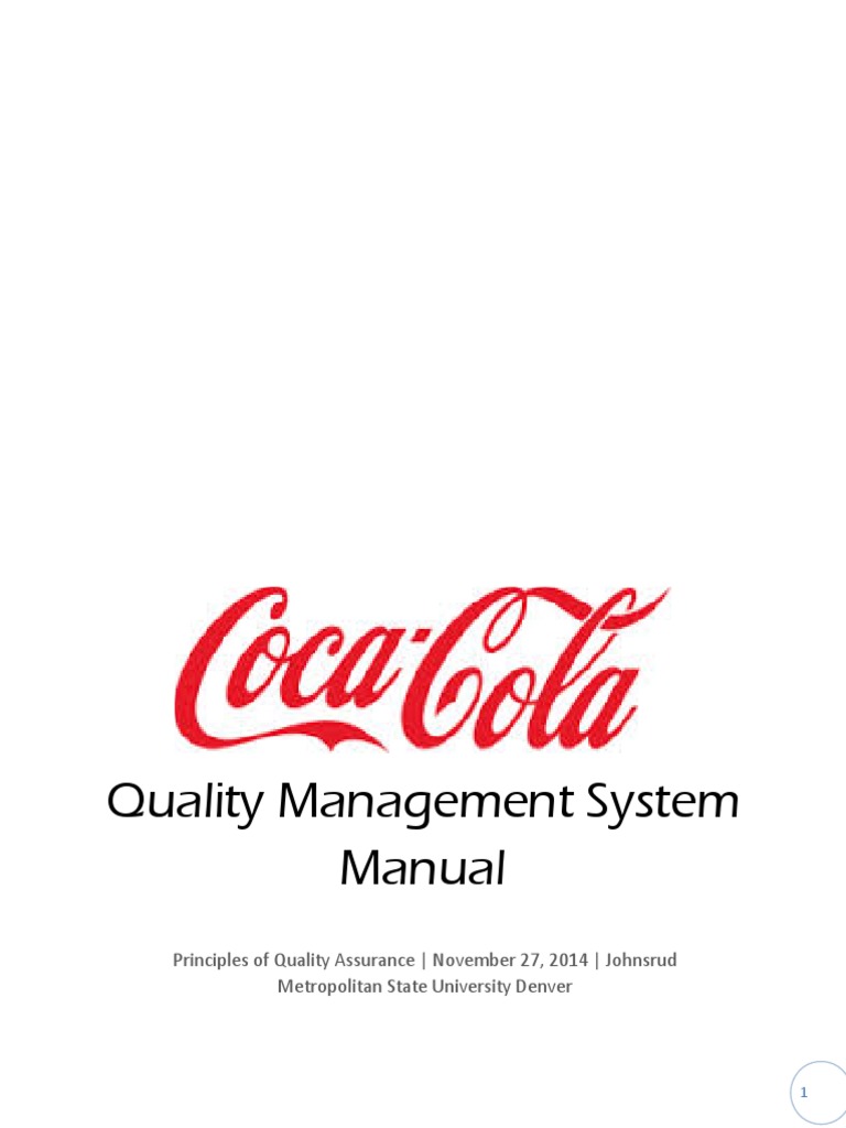 Coca Cola Quality Manual PDF | PDF | Coca Cola | Iso 9000
