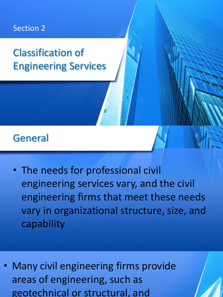 Classification of Engineering Services: Section 2 | PDF | Civil ...