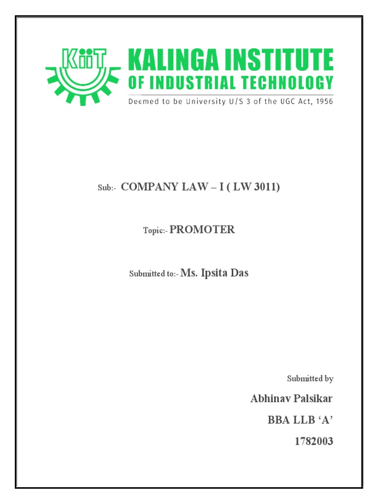 Promoters: Functions, Rights, and Liabilities | PDF | Fiduciary | Board ...