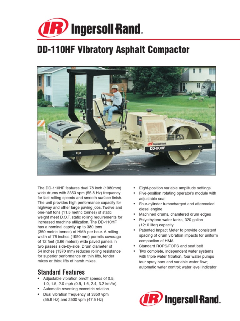 DD-110HF Vibratory Asphalt Compactor: Standard Features | PDF | Engines ...