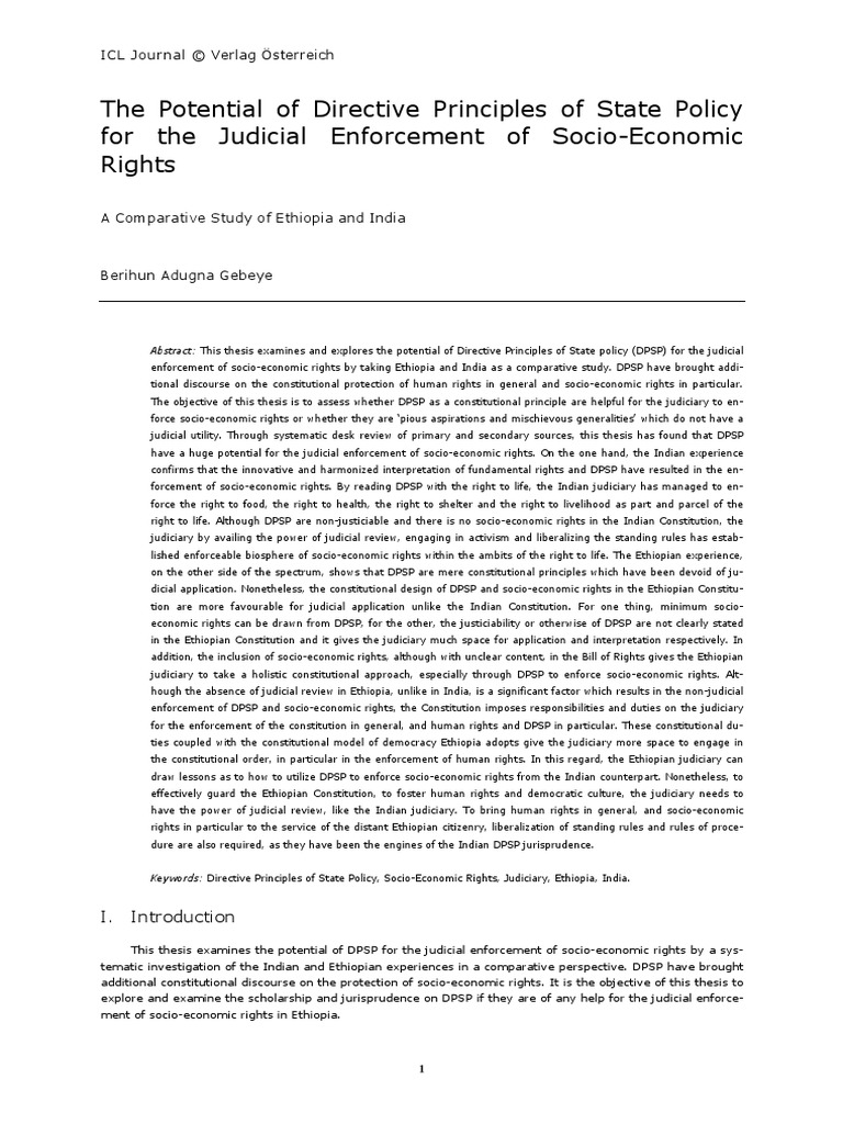 The Potential of Directive Principles of State Policy For The Judicial ...
