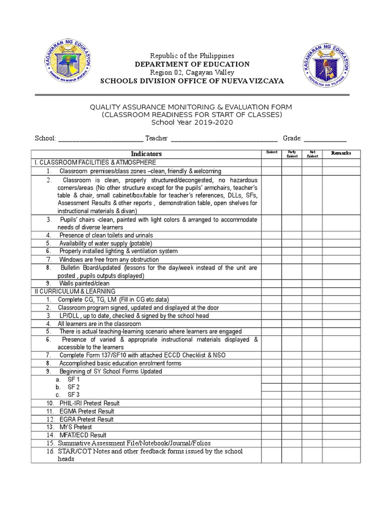 CHECKLIST Classroom | PDF | Classroom | Teaching
