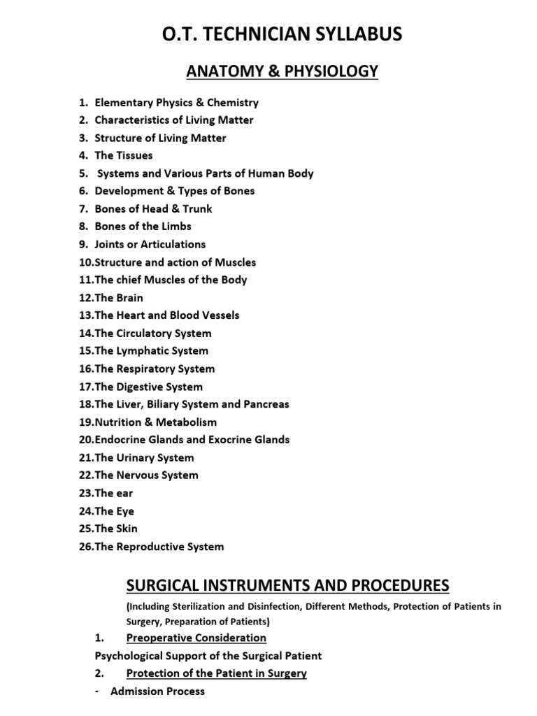 Ot PDF | Download Free PDF | Human Body | Surgery